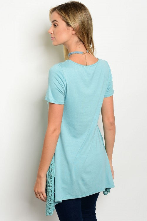 Mint Short Sleeve Side Lace Detail Tunic Top – Lady Laila Boutique