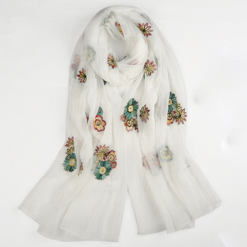 Embroidered Scarf - White – Lady Laila Boutique